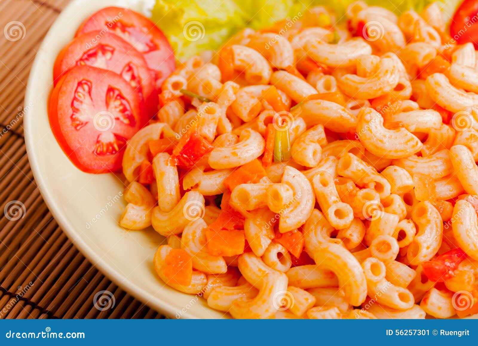 Fried Macaroni with Tomato Sauce. Stock Image - Image of delicious ...