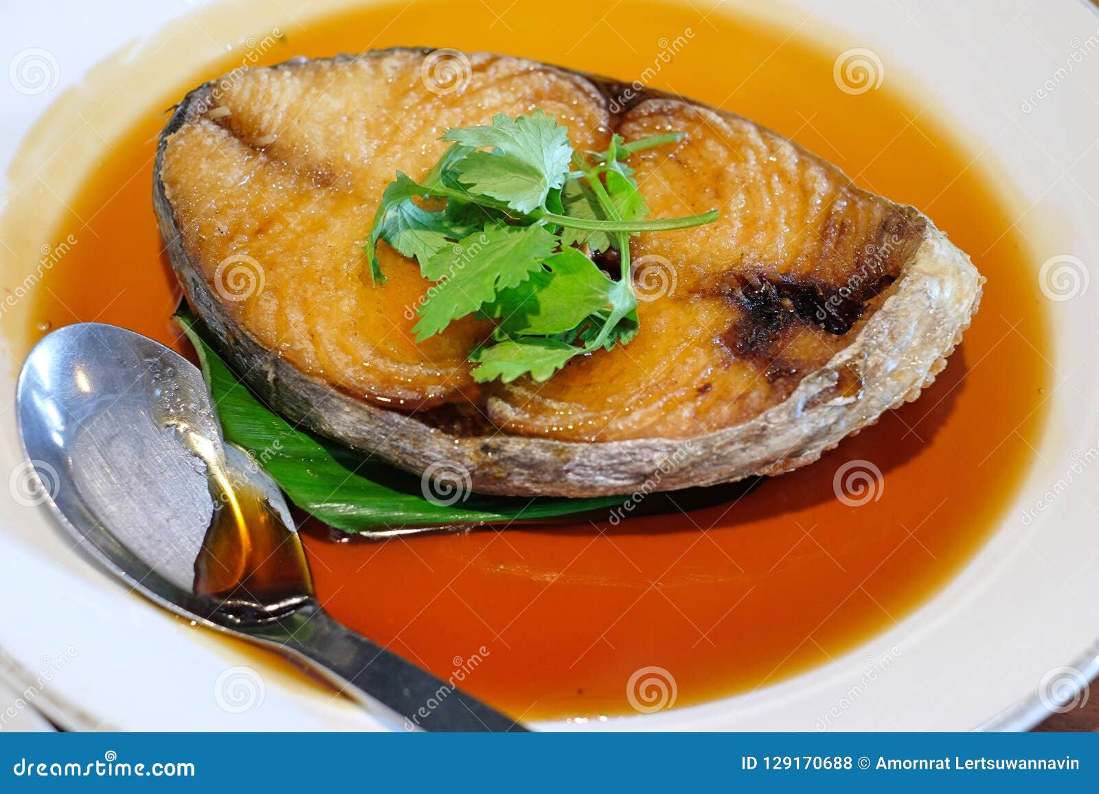 Fried Mackerel Fish with Fish Sauce Stock Photo - Image of closeup ...