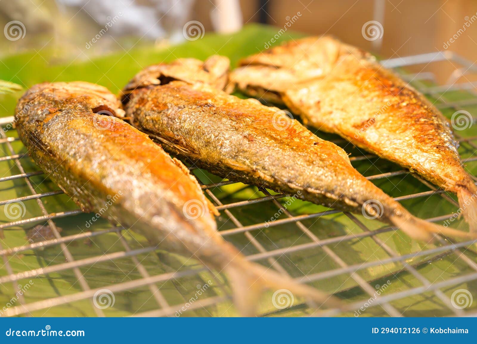 Fried Mackerel Fish on Stand Stock Photo - Image of piece, menu: 294012126