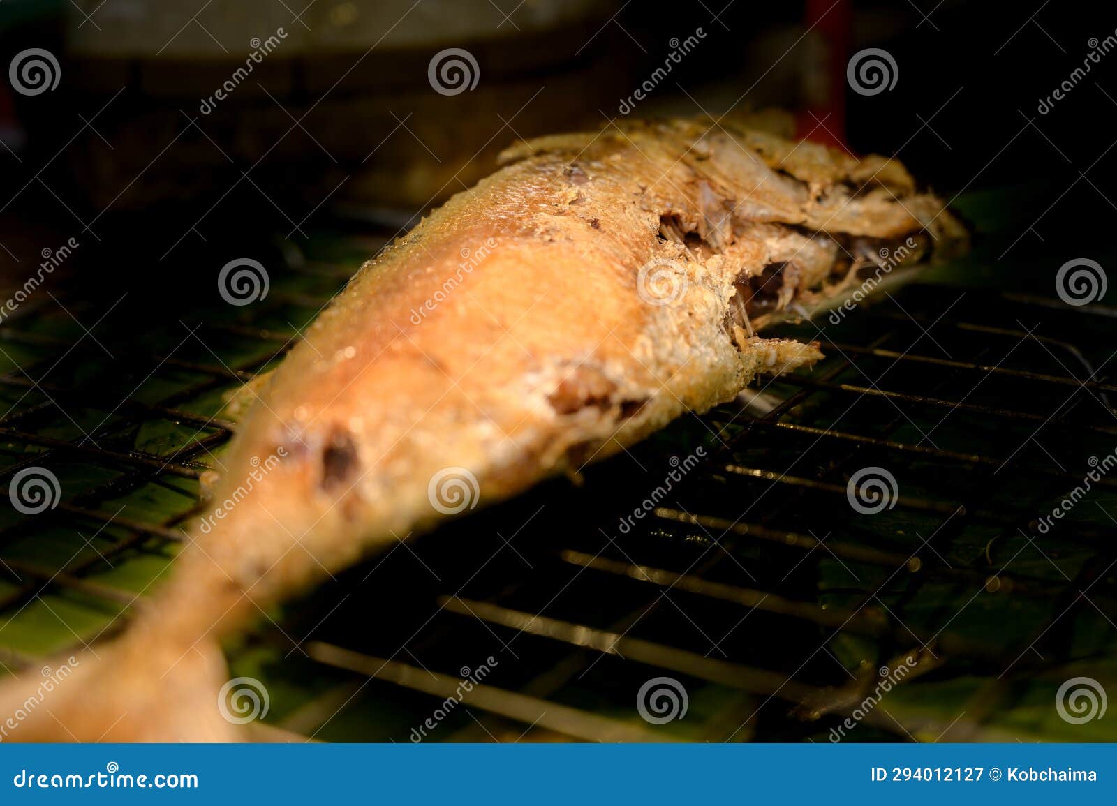 Fried Mackerel Fish on Stand Stock Image - Image of seafood, lunch ...