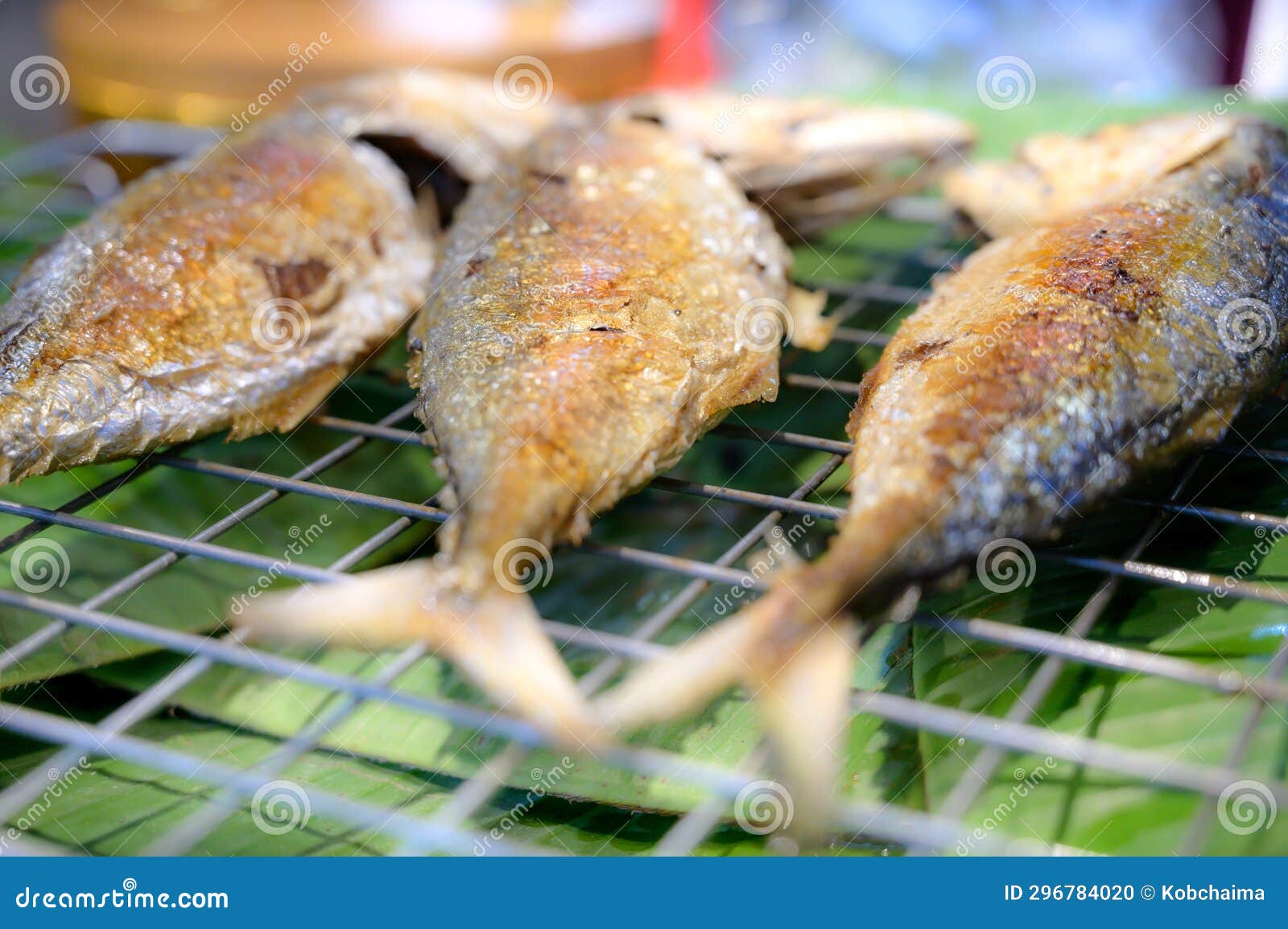 Fried Mackerel Fish on Stand Stock Photo - Image of food, fried: 296784020