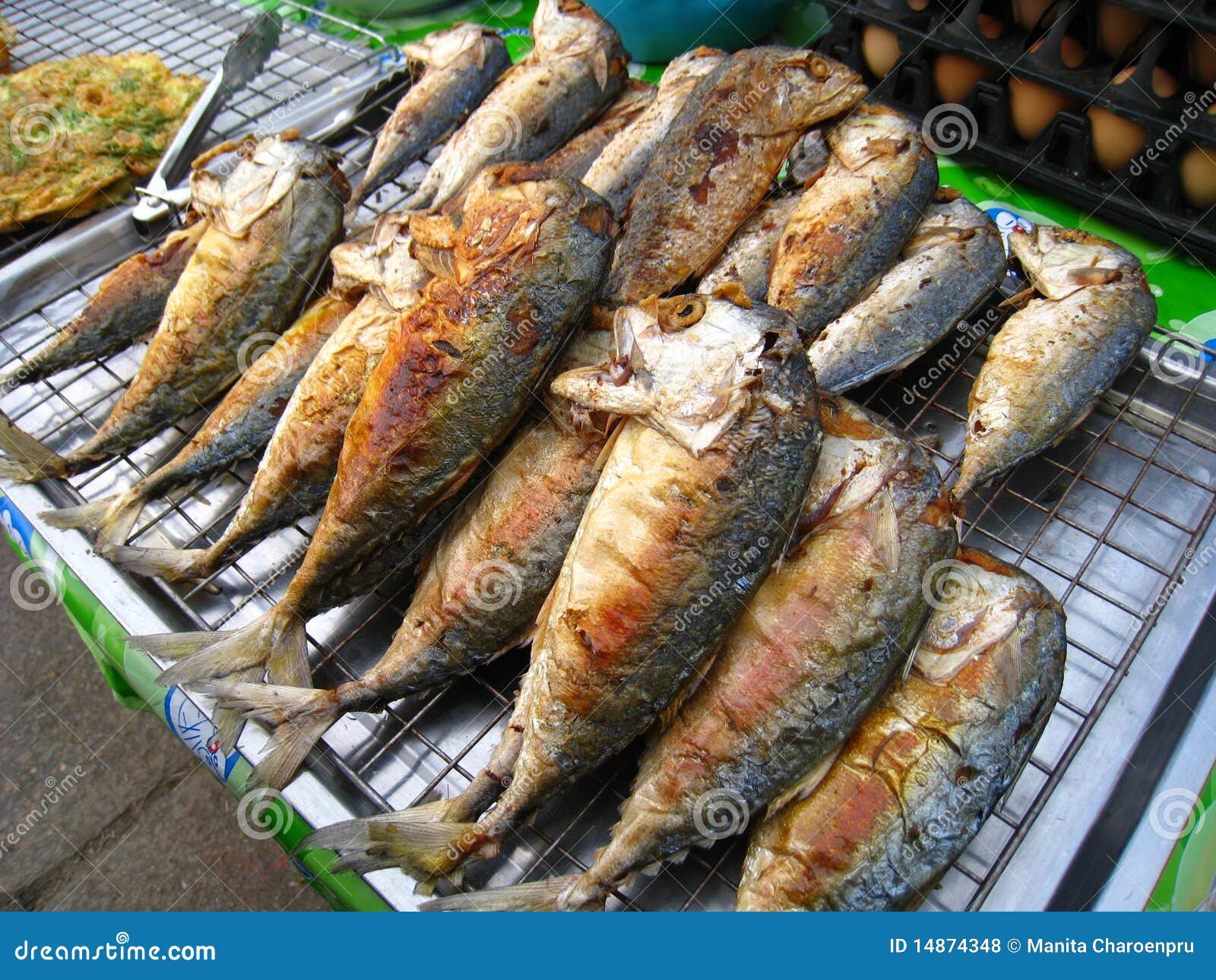 Fried Mackerel in the Market Stock Photo - Image of asia, thai: 14874348