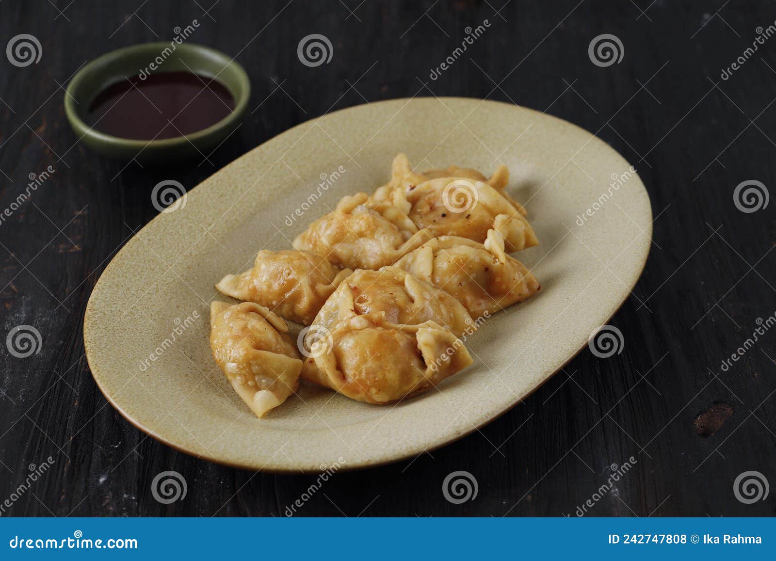 Fried Mandu on Plate stock photo. Image of asia, snack - 242747808