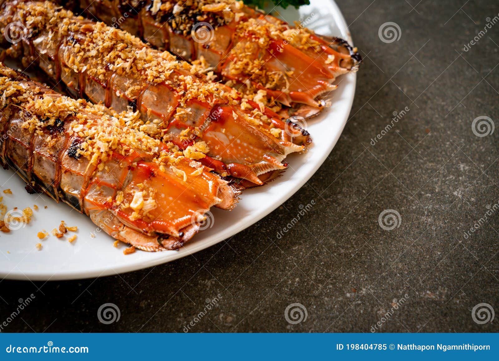 Fried Mantis Shrimp with Garlic Stock Image - Image of grilled, marine ...