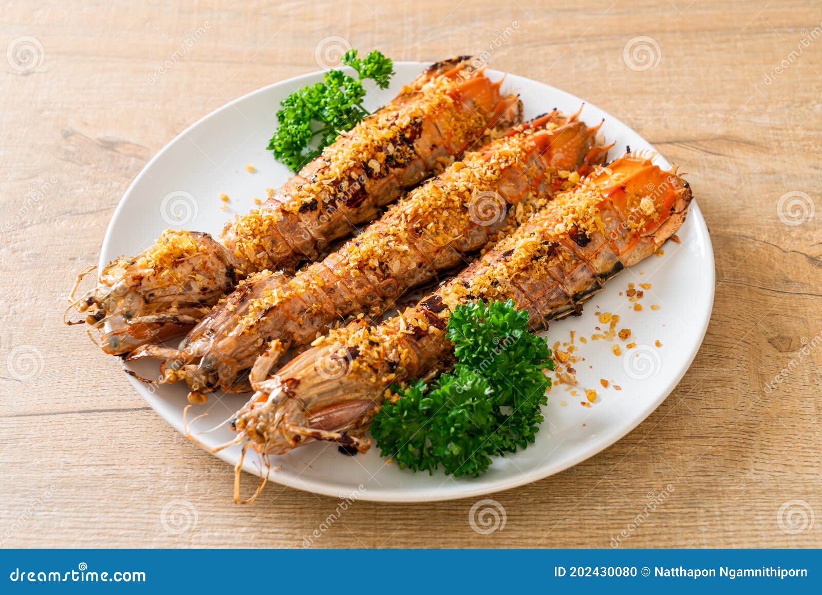 Fried Mantis Shrimp with Garlic Stock Photo - Image of dish, dinner ...