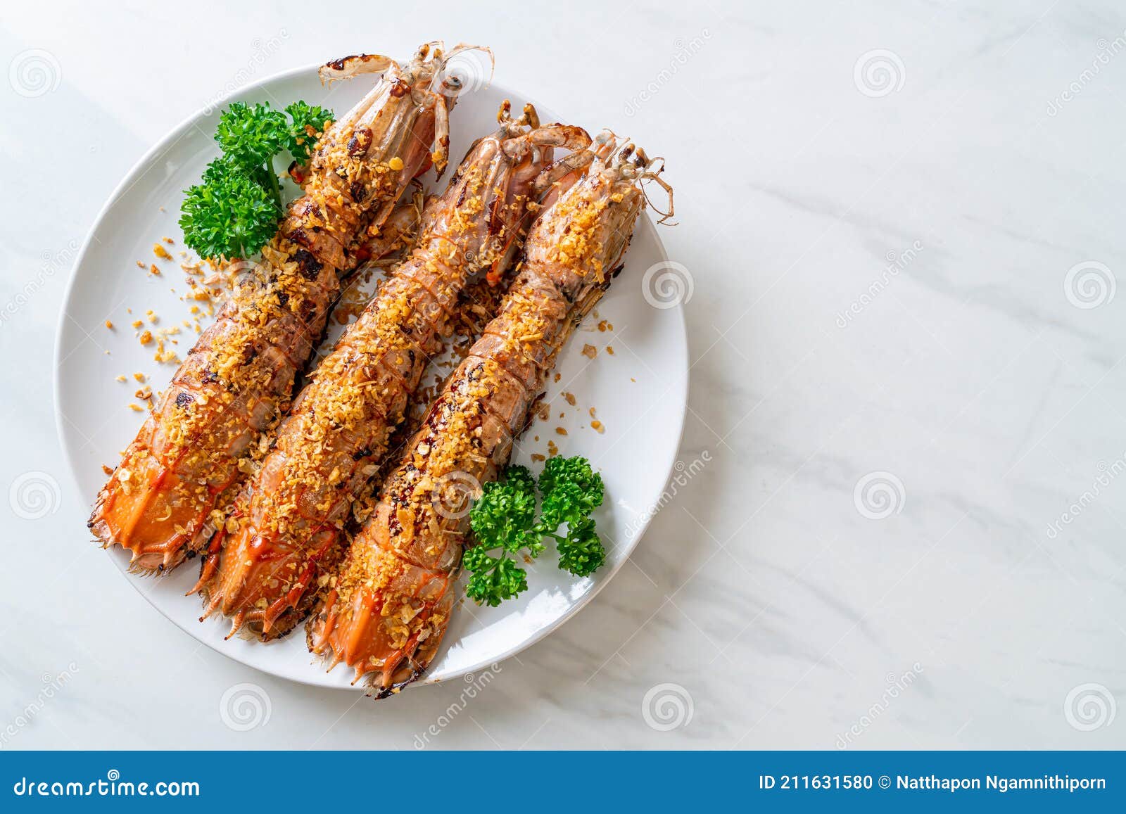 Fried Mantis Shrimp with Garlic Stock Photo - Image of asian, healthy ...