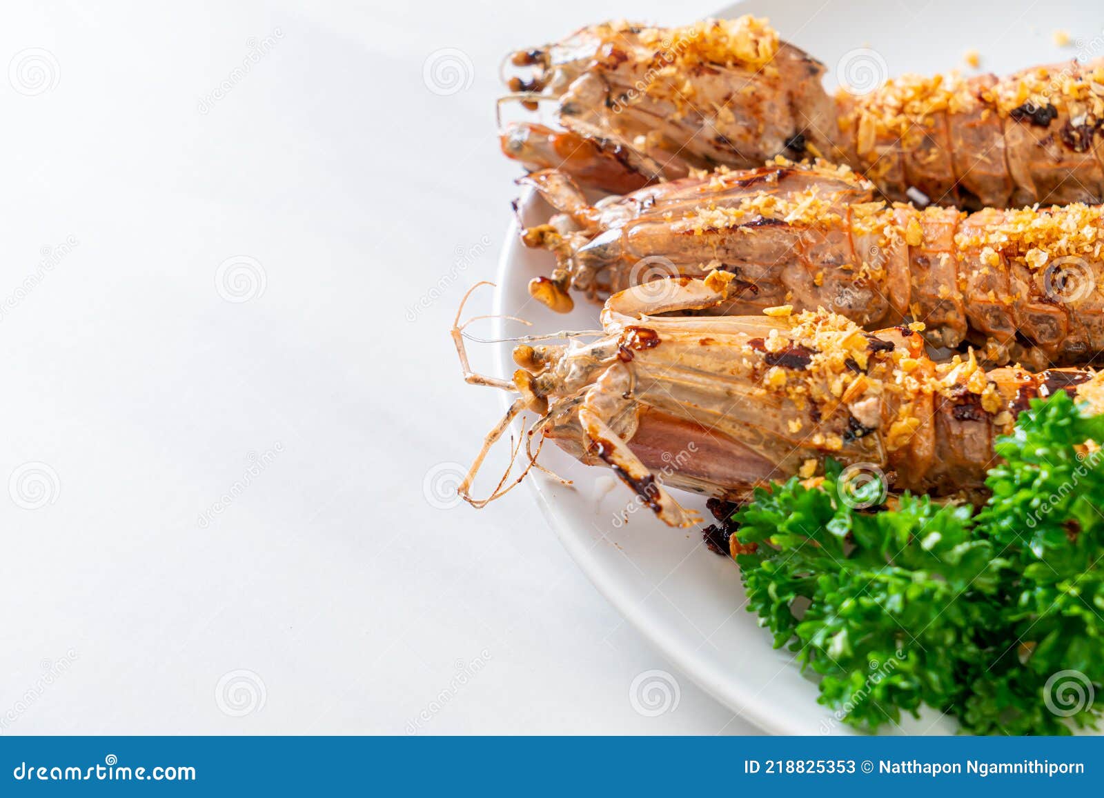 Fried Mantis Shrimp with Garlic Stock Image - Image of garlic, animal ...