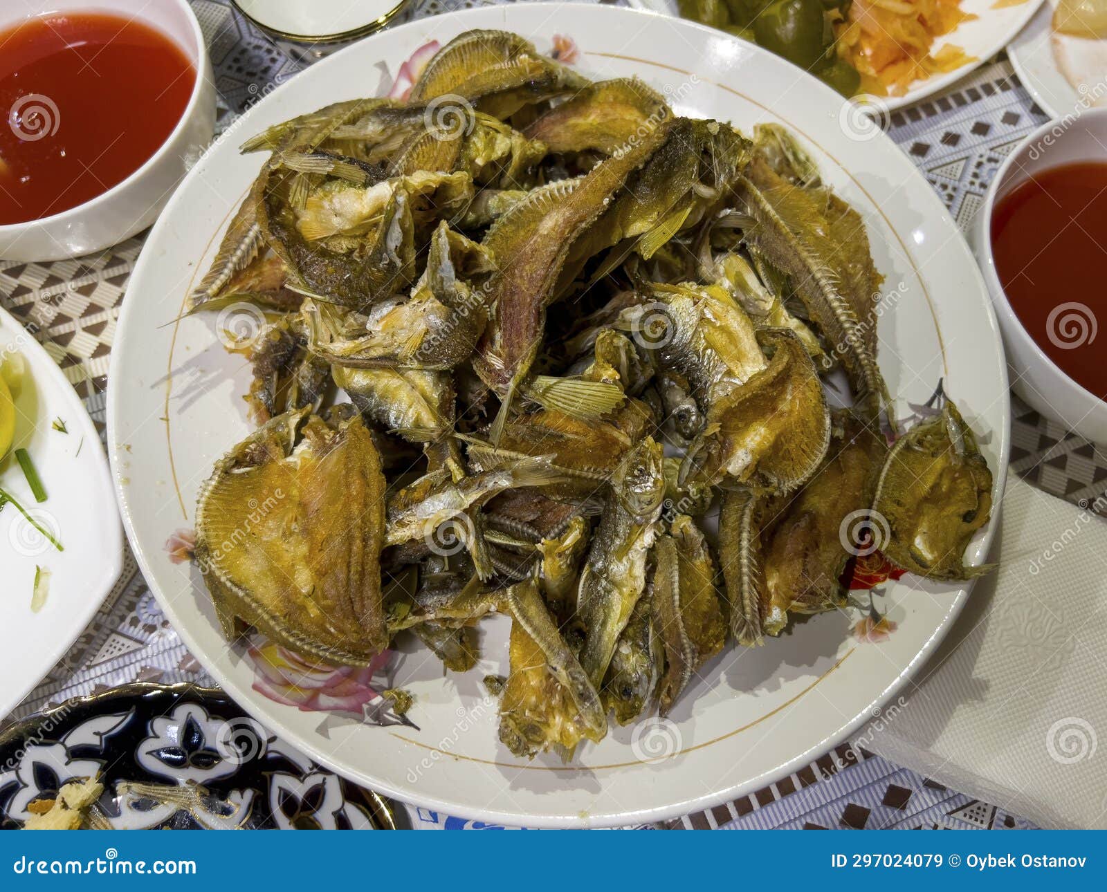 Fried Marinka Fish is Eaten Like this Stock Image - Image of water ...