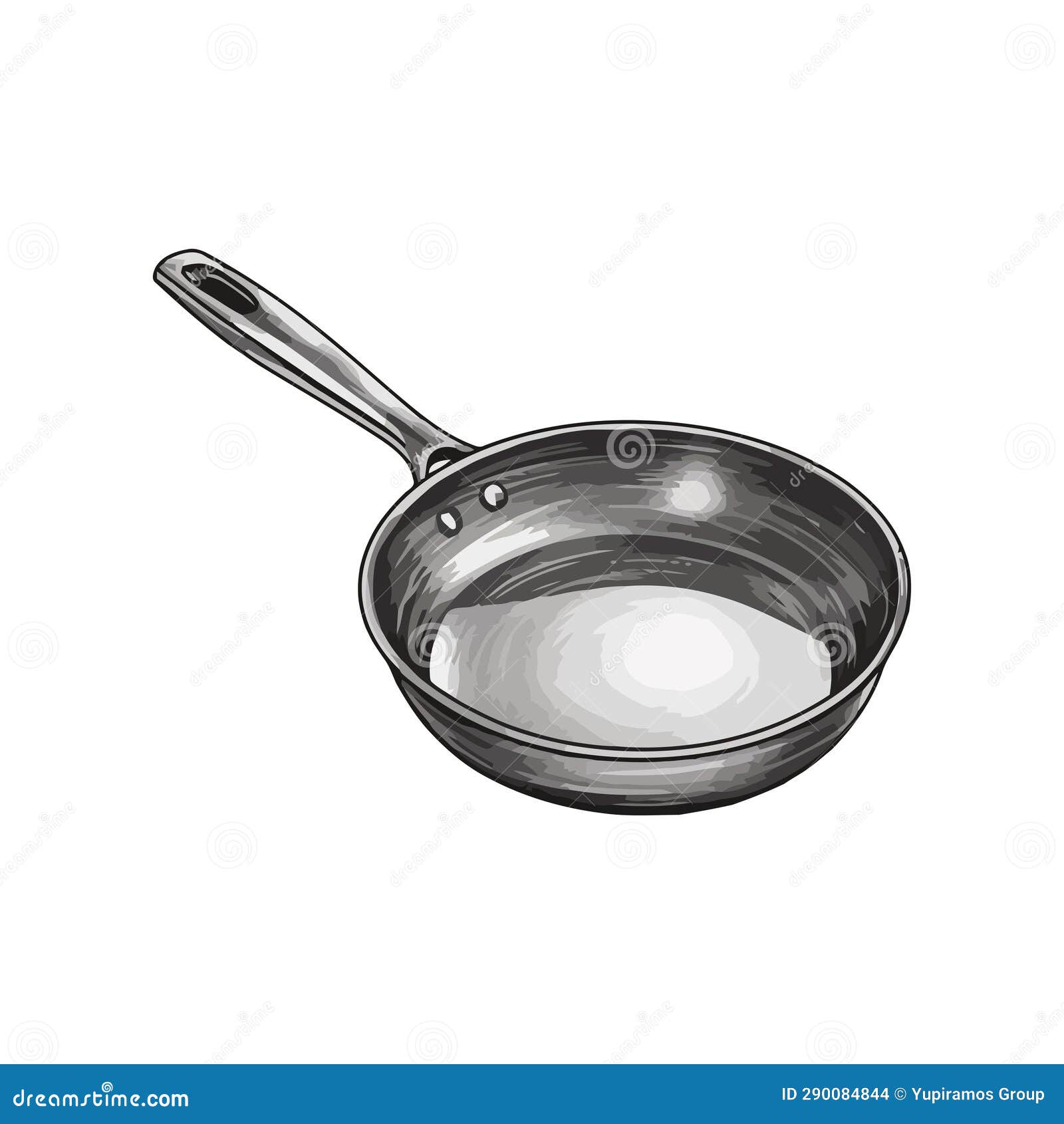 Fried Meal in Metal Cooking Pan Handle Stock Vector - Illustration of ...