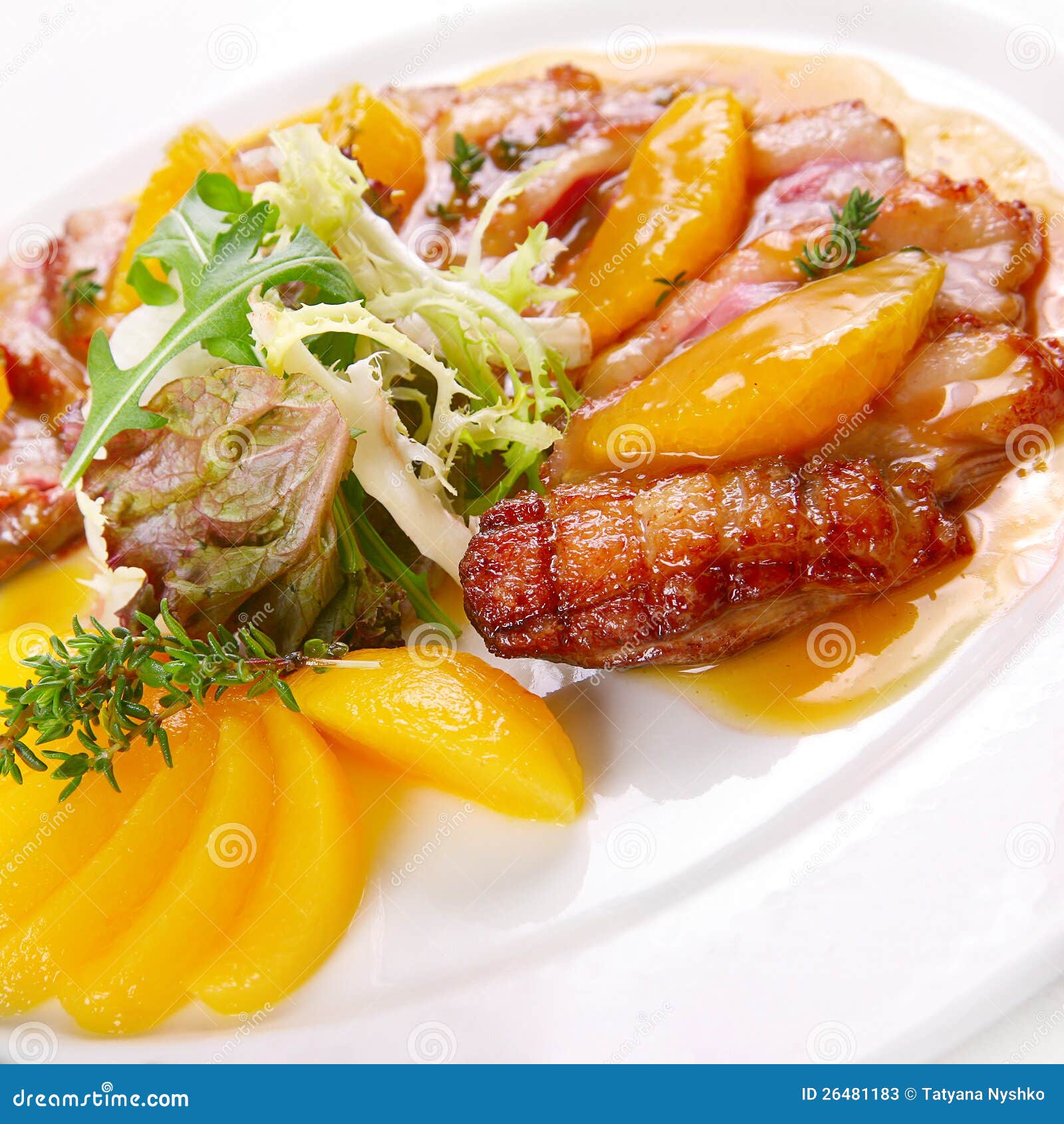 Fried meat with fruit stock image. Image of roasted, horizontal - 26481183