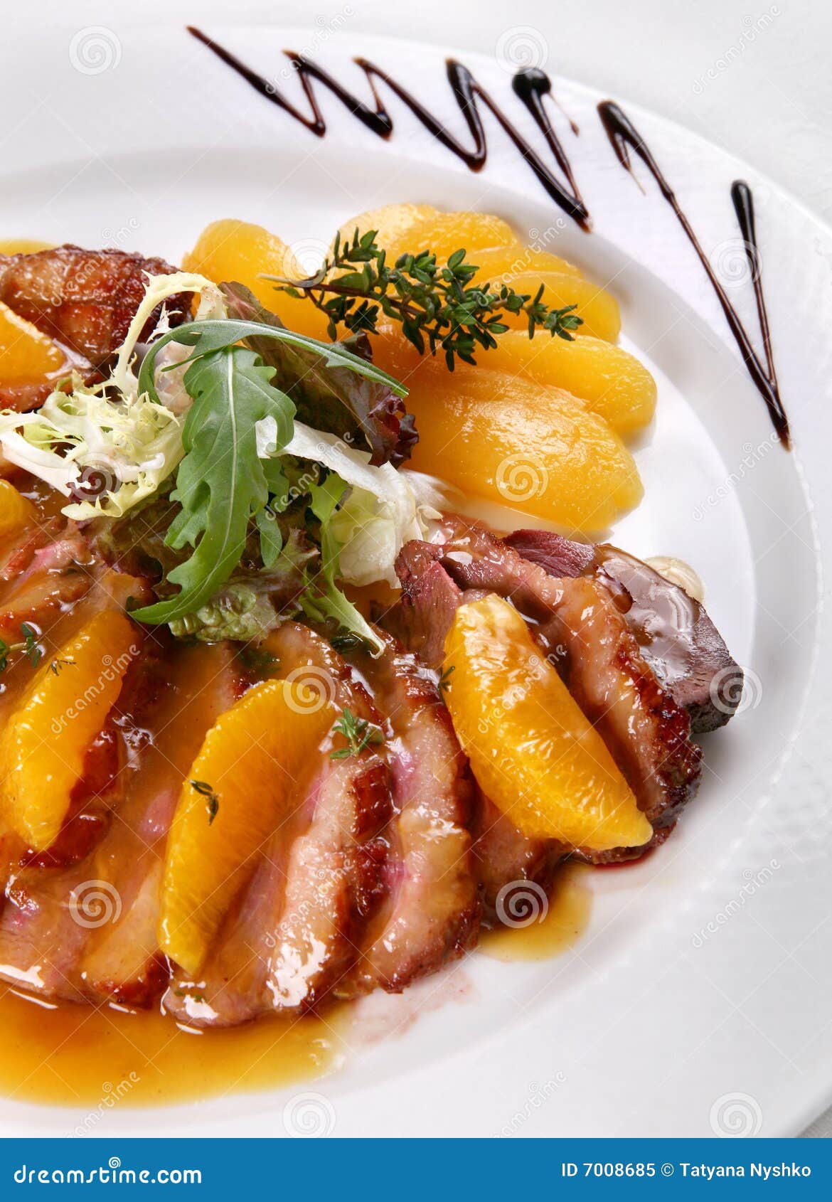 Fried meat with fruit stock image. Image of roasted, orange - 7008685