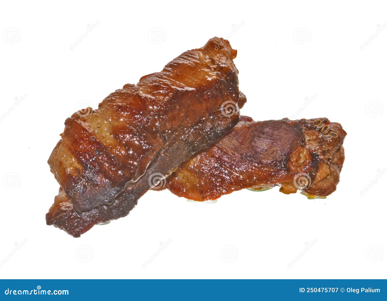 Fried Meat Isolated on White Background Stock Image - Image of meat ...