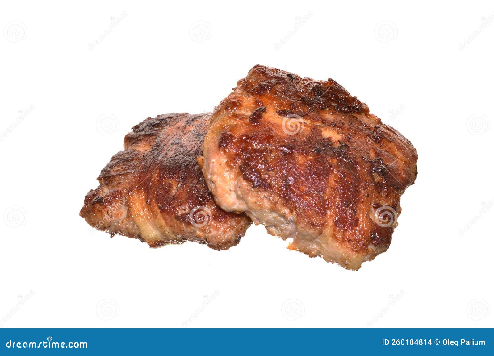 Fried Meat Isolated on White Background Stock Photo - Image of white ...