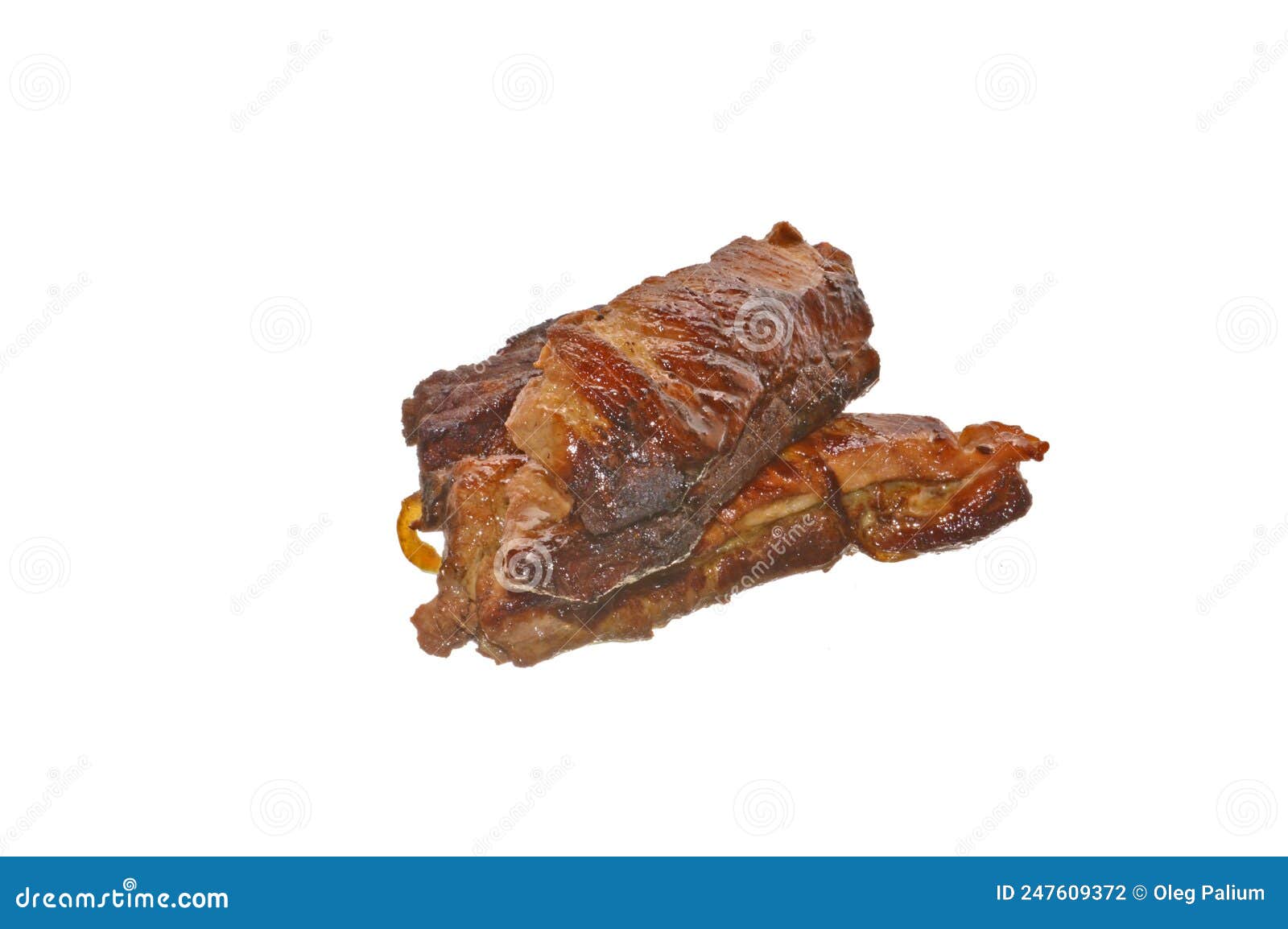 Fried Meat Isolated on White Background Stock Photo - Image of gourmet ...