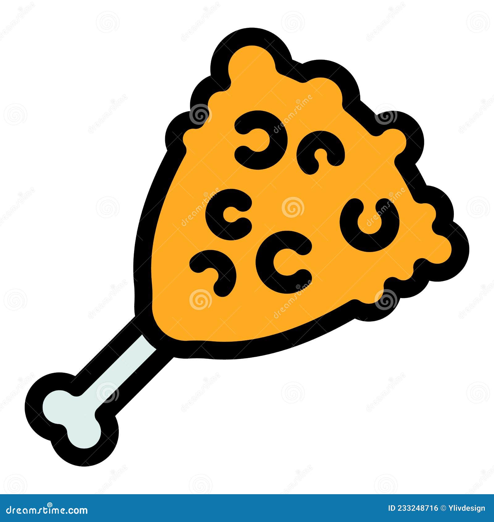 Fried Meat Leg Icon Color Outline Vector Stock Vector - Illustration of ...