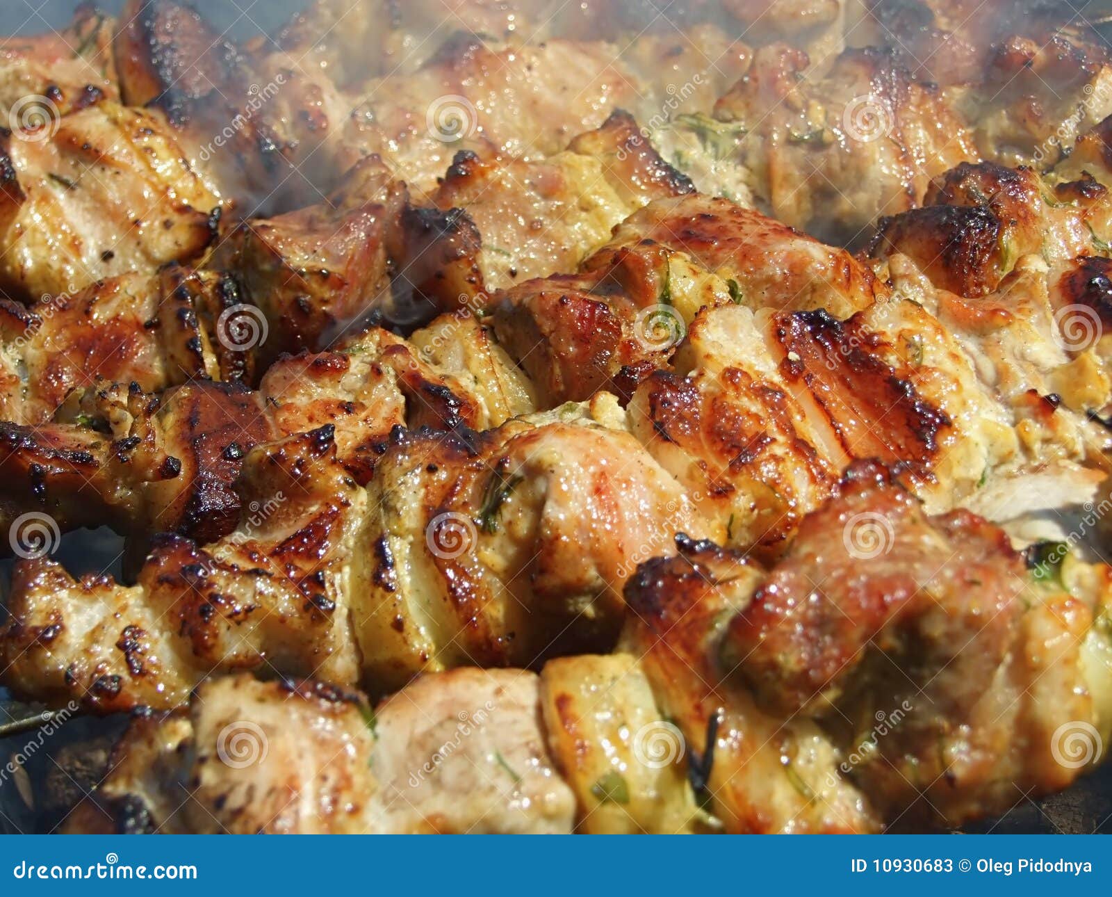 Fried meat on smoke stock image. Image of eating, broil - 10930683