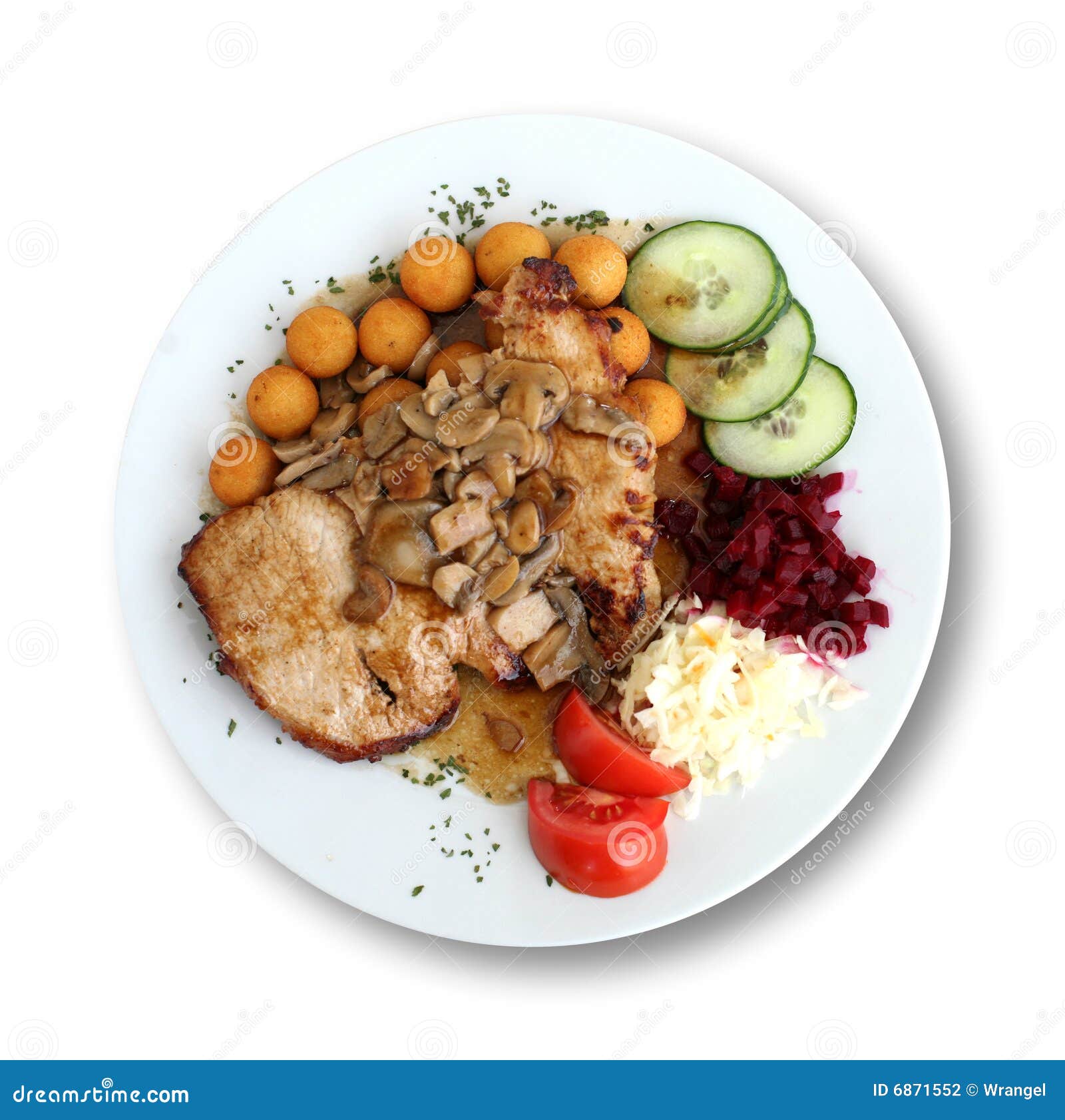 Fried Meat Under Champions Isolated on White Stock Photo - Image of ...