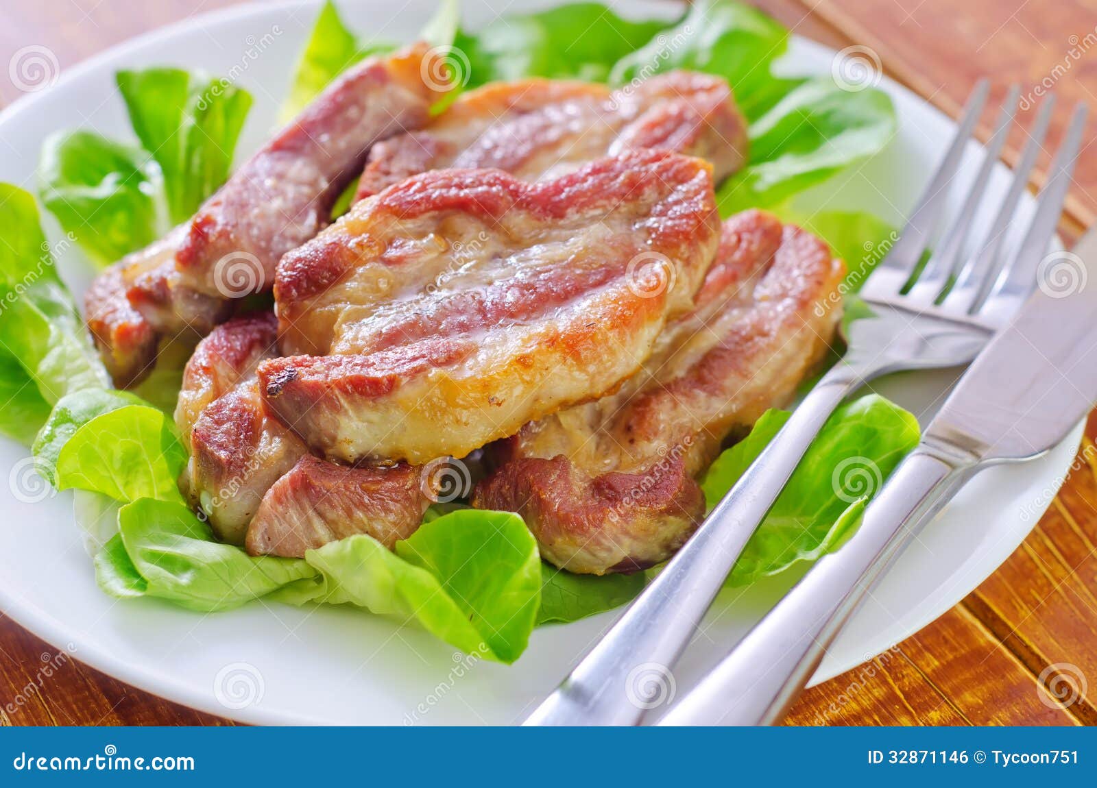 Fried meat stock photo. Image of plate, lettuce, barbecue - 32871146