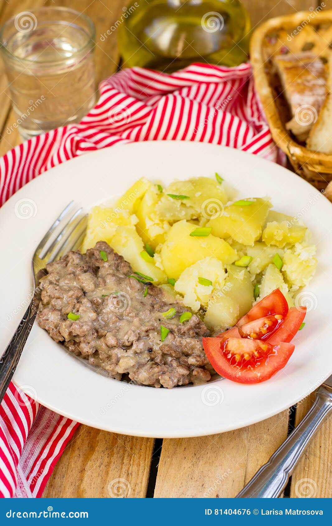 Fried Minced Beef in White Creamy Sauce in German Style Stock Photo ...