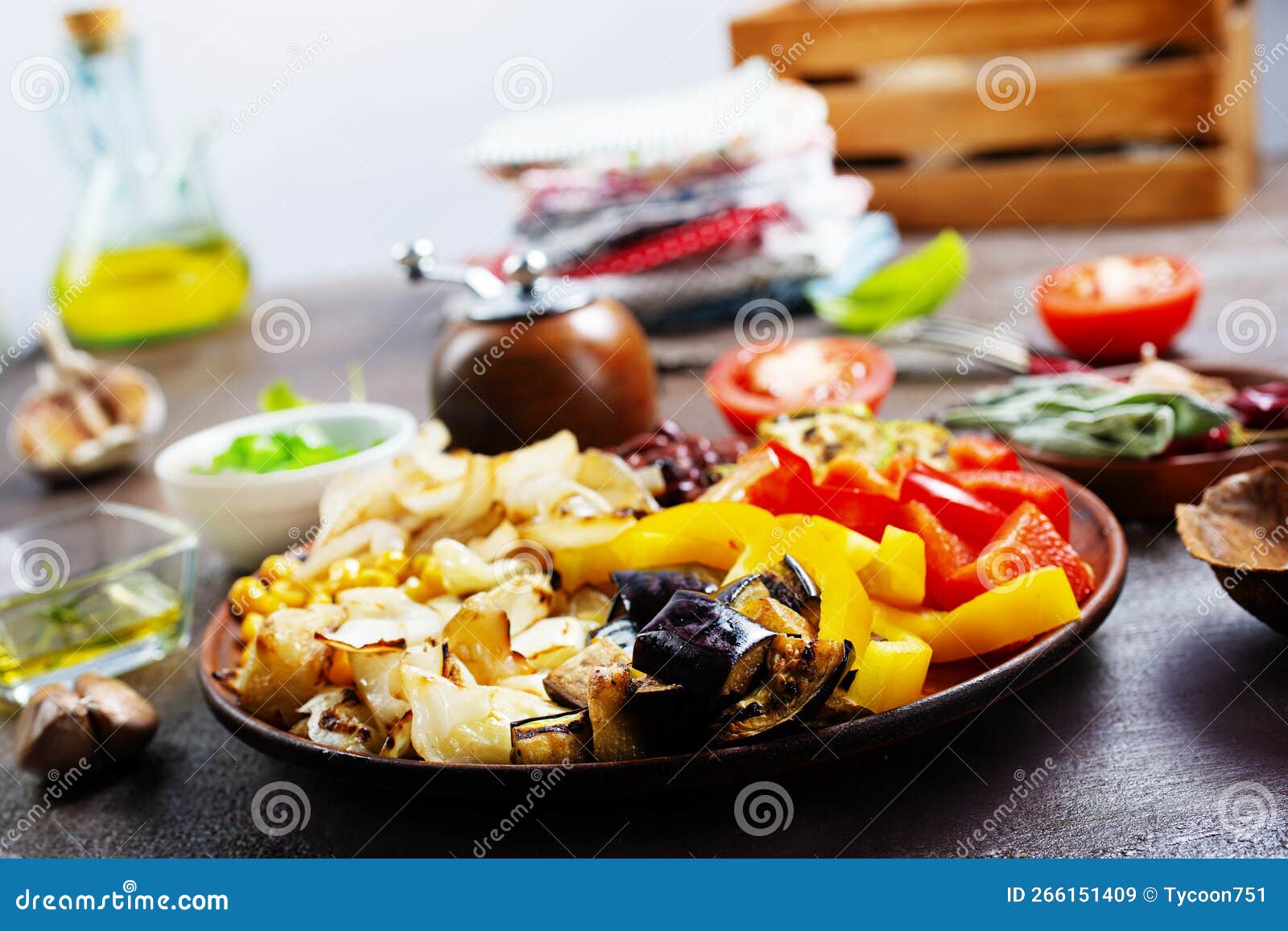 Fried Mix Vegetables on Plate Stock Image - Image of gourmet, pepper ...
