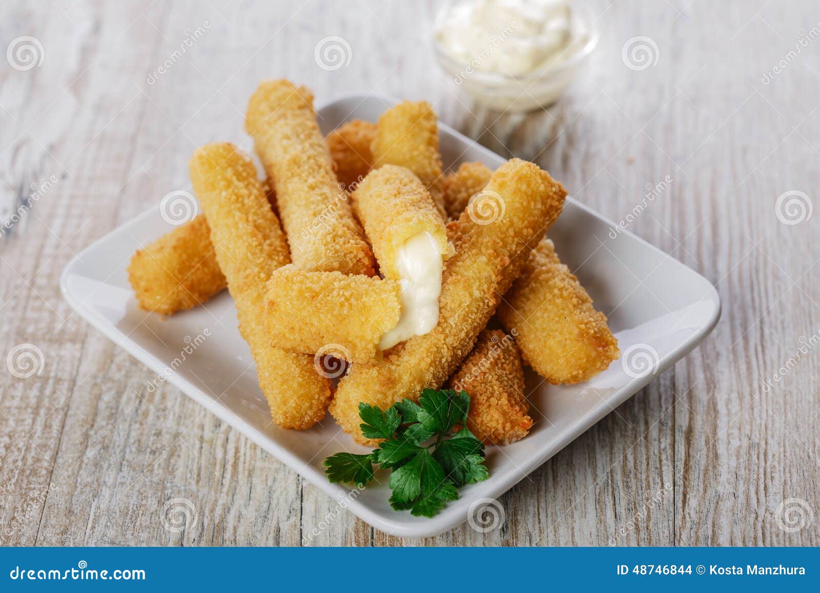 Fried Mozzarella Cheese Sticks Stock Photo - Image of stick, plate ...