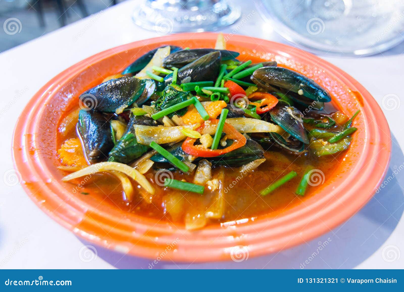 Fried Mussels with Roasted Chili Sauce Stock Image - Image of cuisine ...
