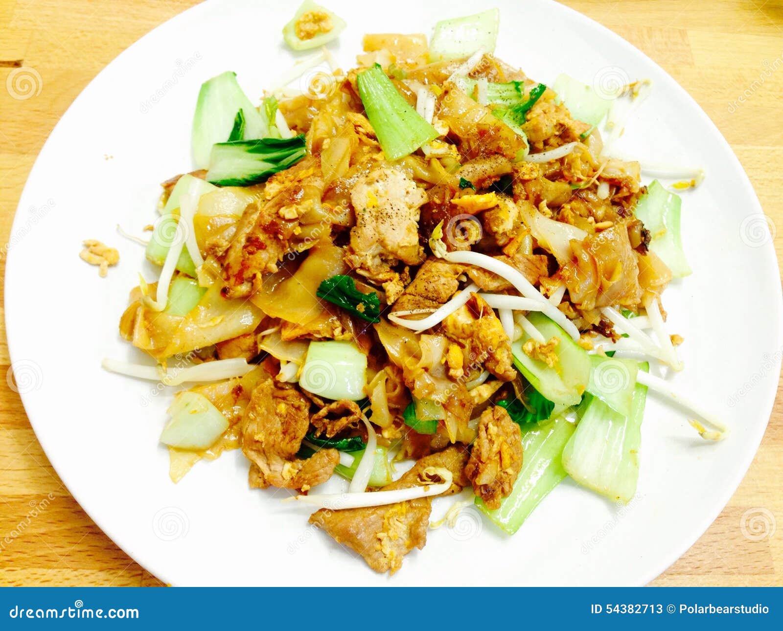 Fried Noddle with Pork and Vegetables Stock Image - Image of vegetables ...