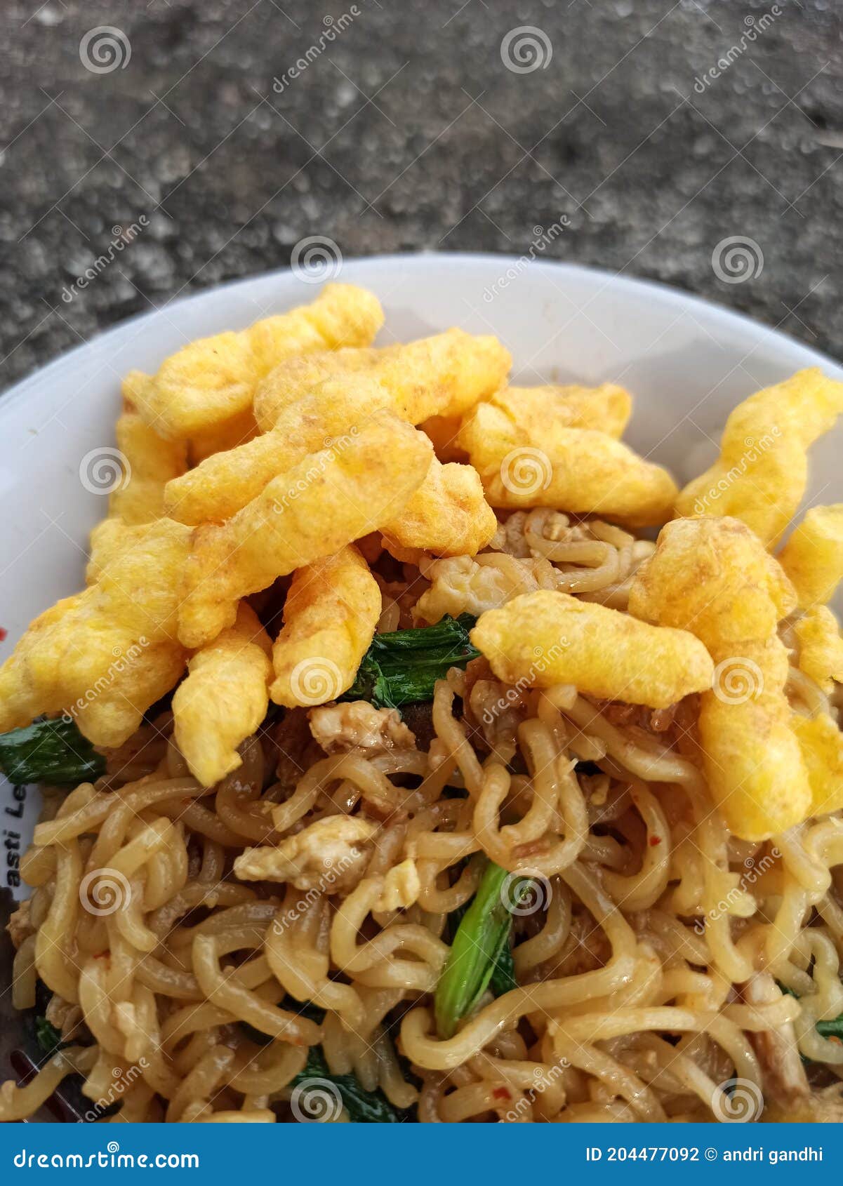 A fried noodle with chip stock photo. Image of meat - 204477092