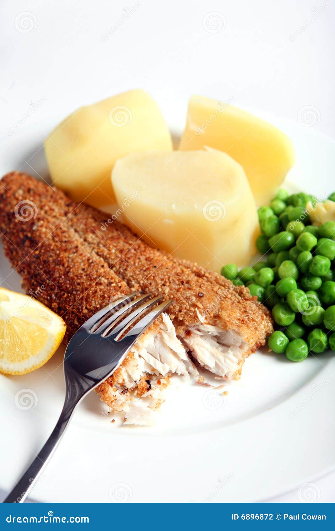Fried Oatmeal Batter Fish Vertical Stock Photo - Image of basil ...