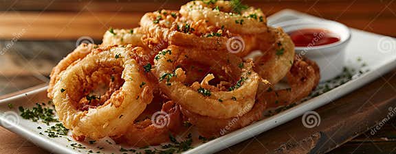 Fried Onion Rings Served on a Plate Stock Image - Image of backgrounds ...
