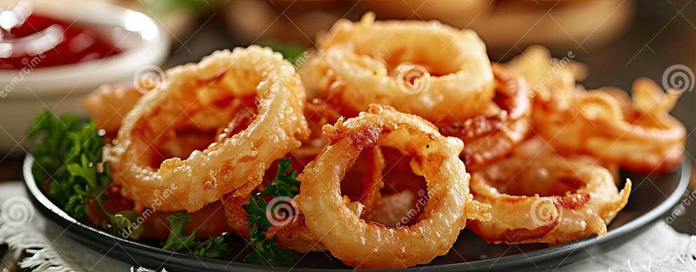 Fried Onion Rings Served on a Plate Stock Image - Image of plate ...