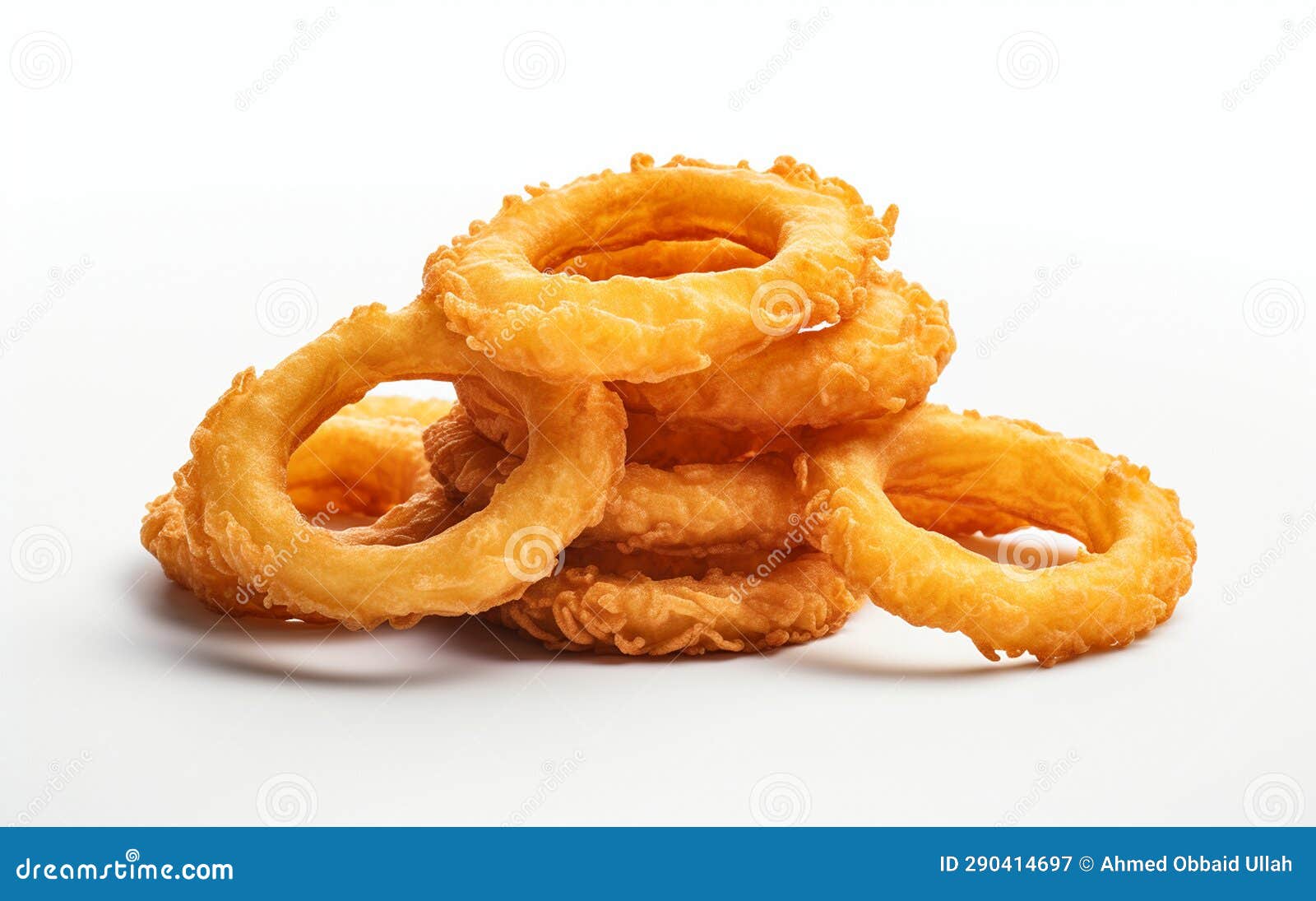 Fried Onion Rings on a White Background. Generative by Ai Stock Image ...