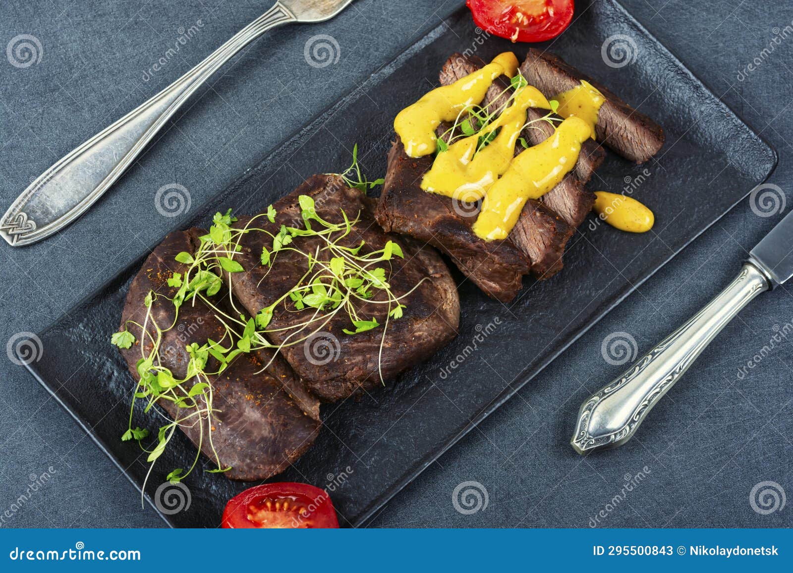 Fried ostrich steaks stock image. Image of africa, steak - 295500843