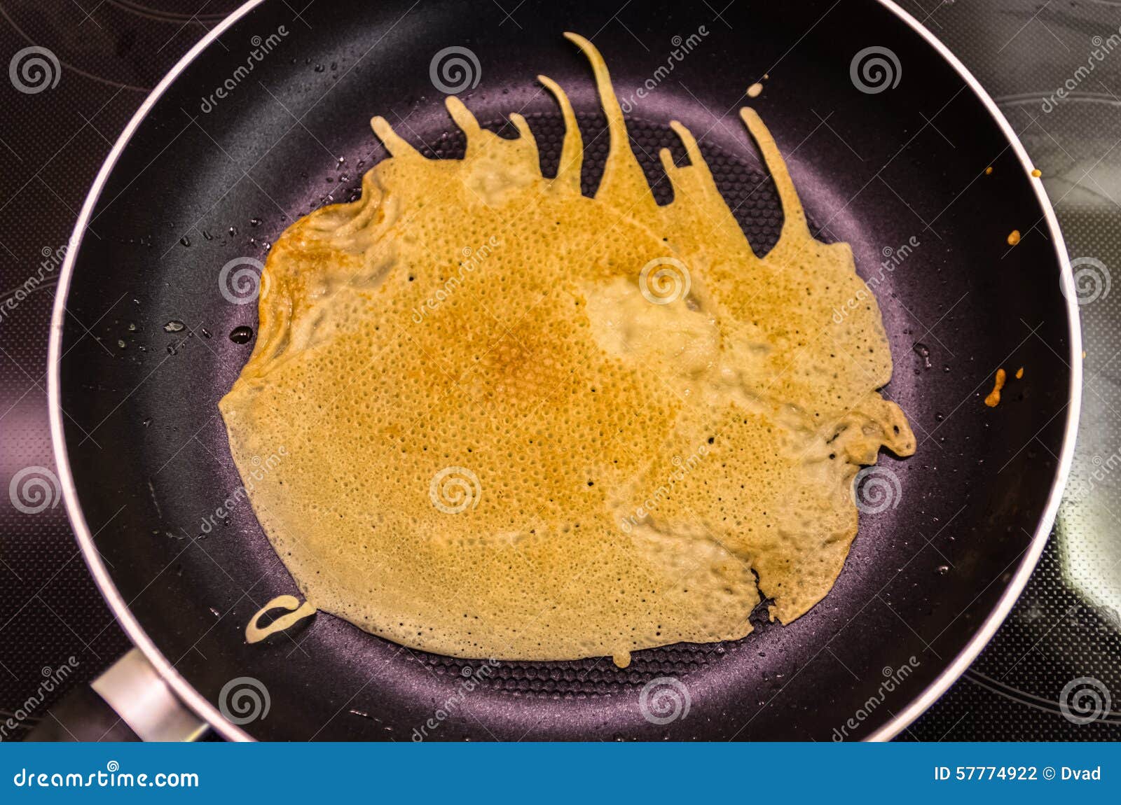 Fried pancake on pan stock photo. Image of cooking, food - 57774922