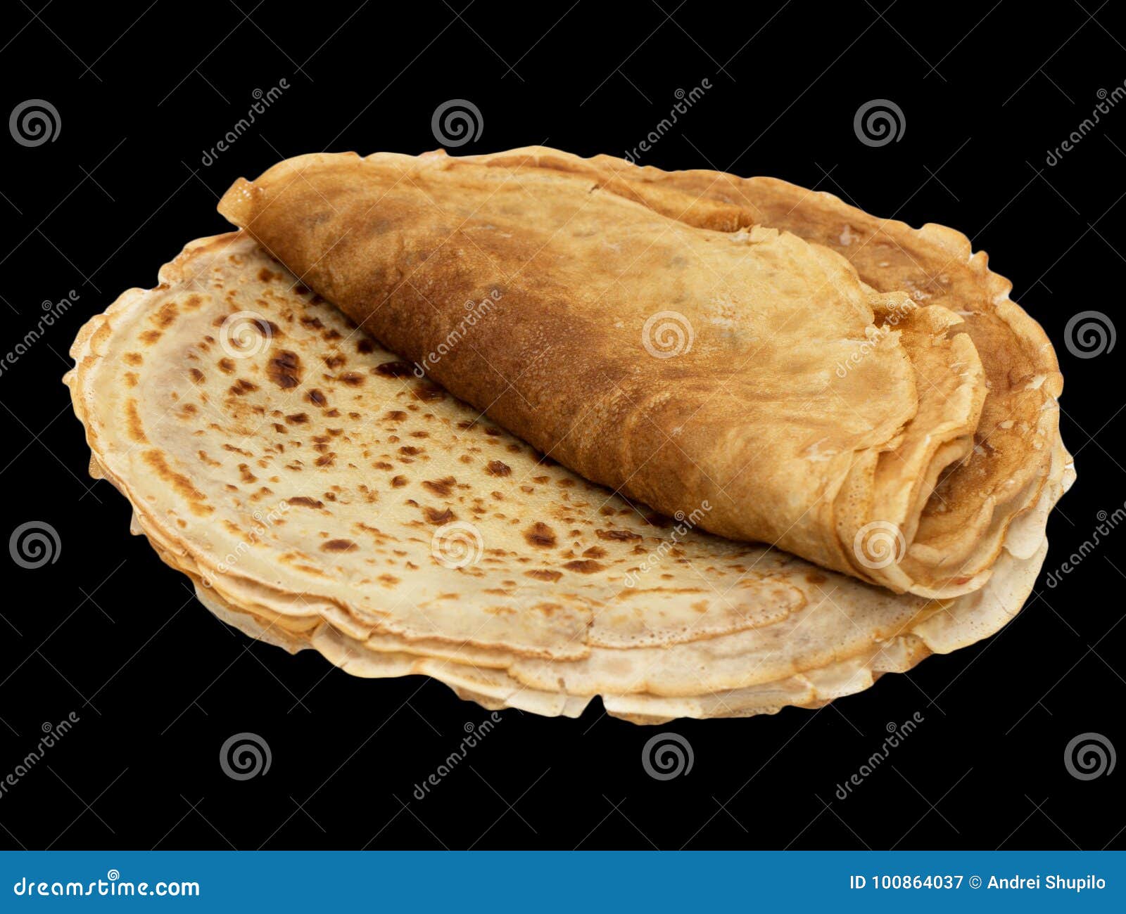 Fried Pancakes on a Black Background Stock Image - Image of crust ...