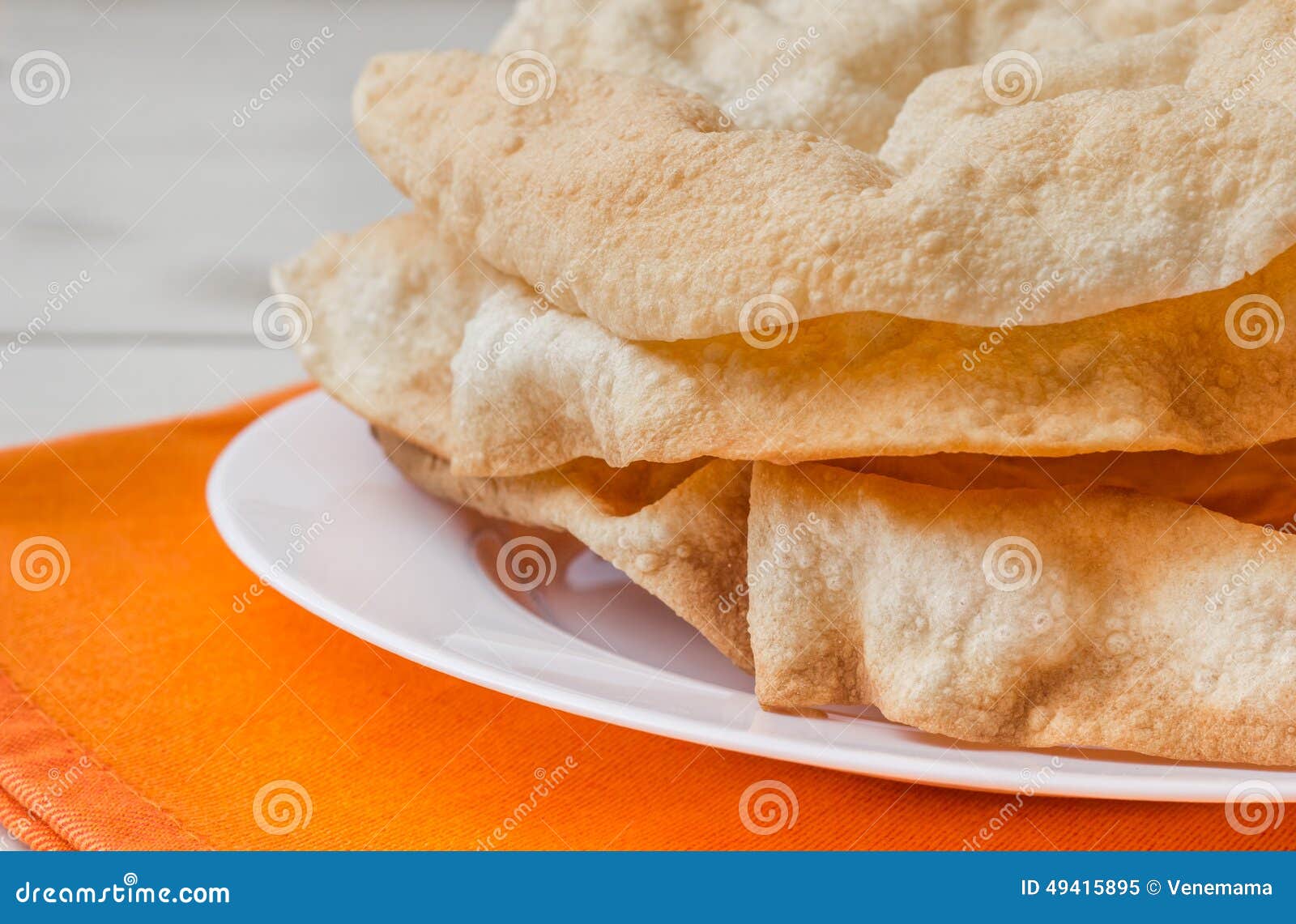 Fried Pappadum on a White Wooden Table Stock Image - Image of plate ...