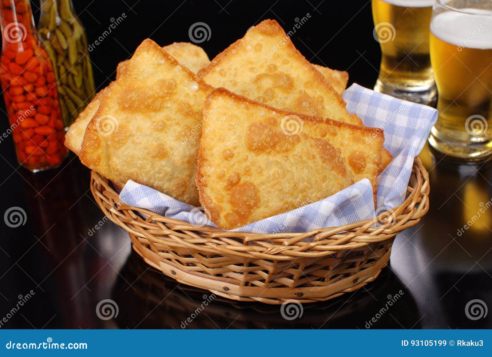 Fried Pastel in a Basket in Black Background Stock Image - Image of ...