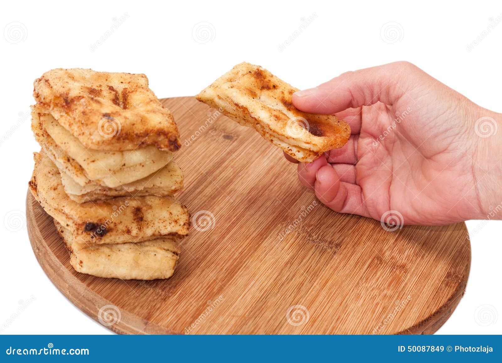 Fried Patella on the Board and in Hand Stock Image - Image of board ...