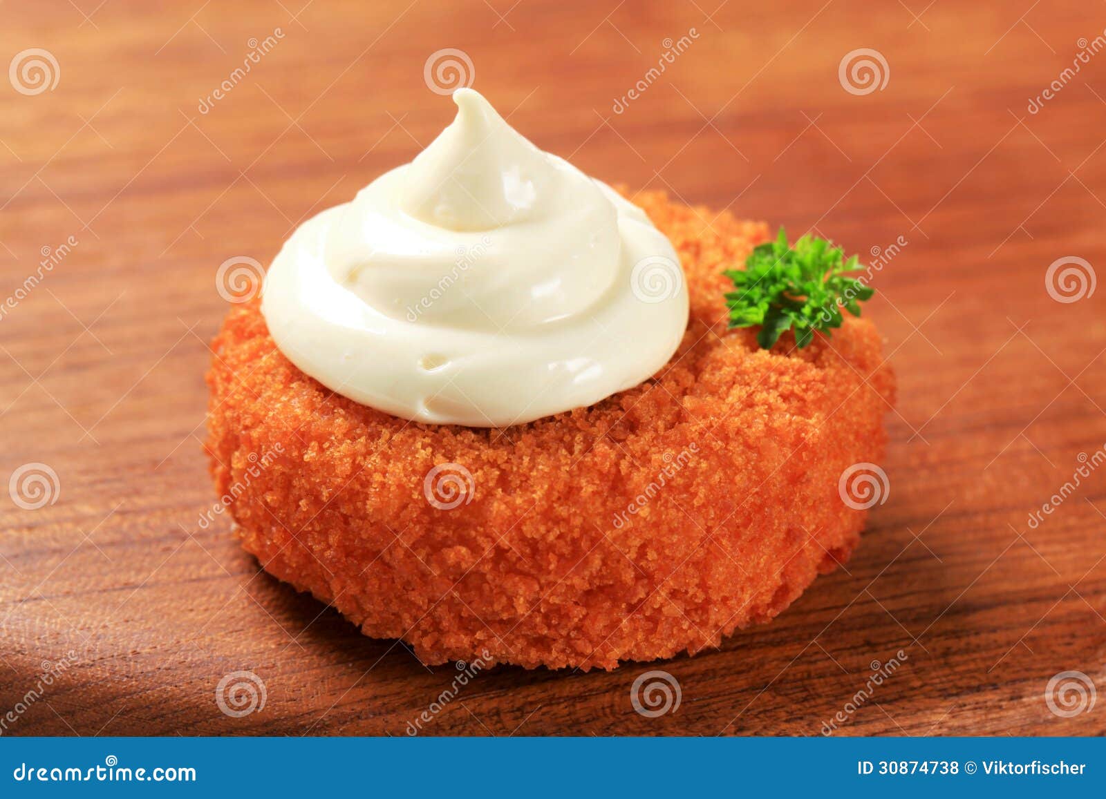 Fried patty and mayonnaise stock photo. Image of cake - 30874738