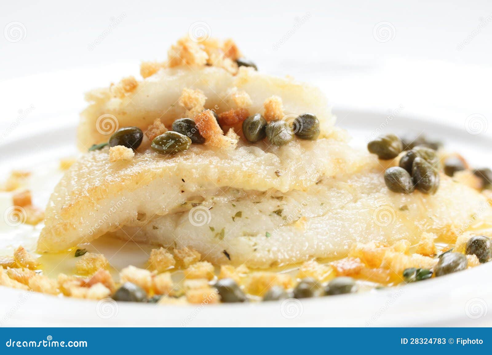 Fried peace of fish meat stock image. Image of sauce - 28324783