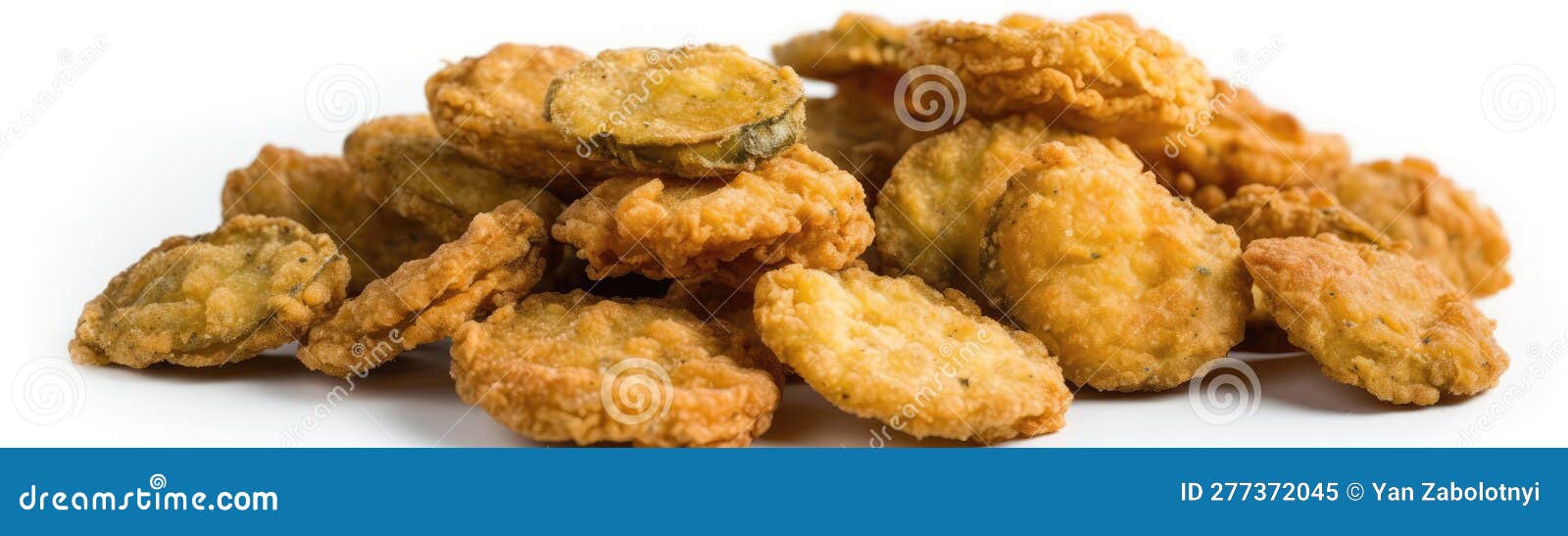 Fried Pickles Standing on White Background Wide Panoramic. Generative ...