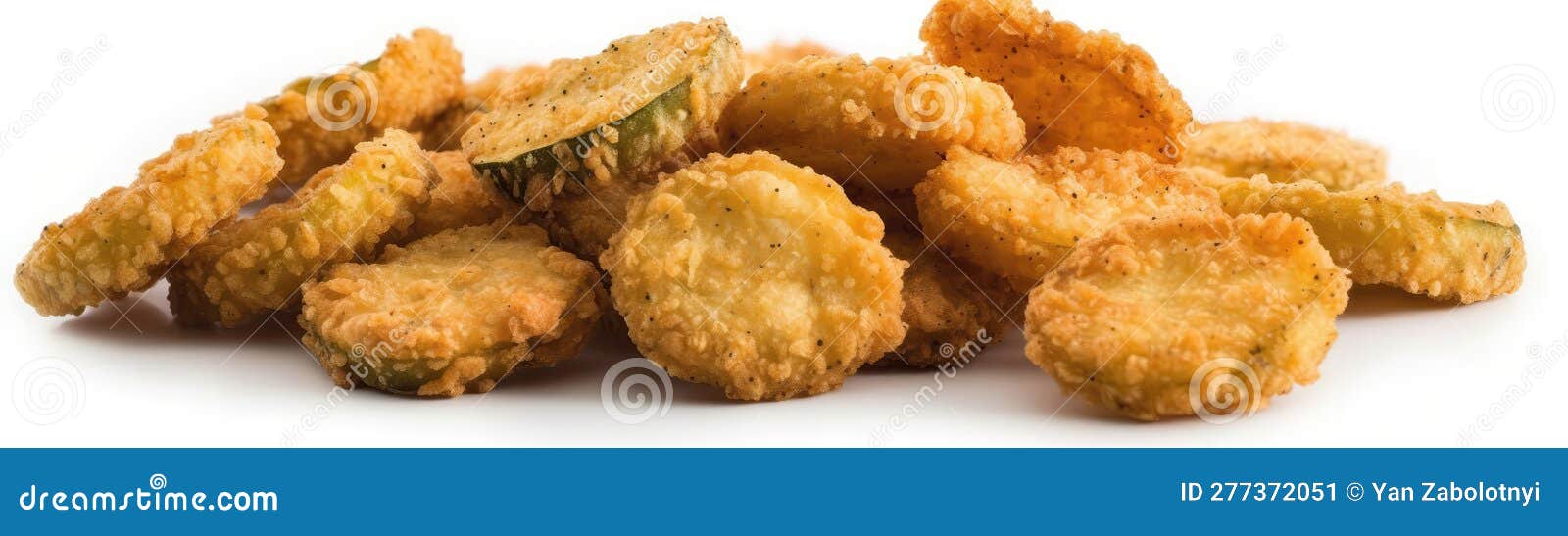 Fried Pickles Standing on White Background Wide Panoramic. Generative ...