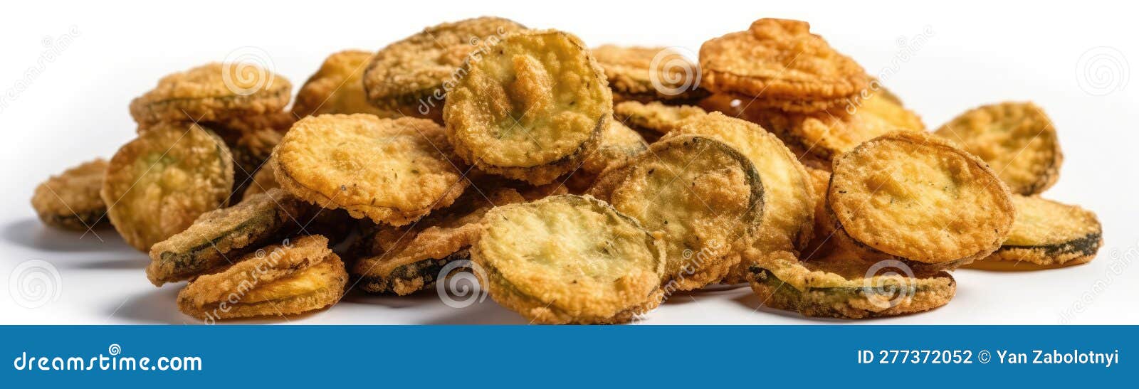 Fried Pickles Standing on White Background Wide Panoramic. Generative ...