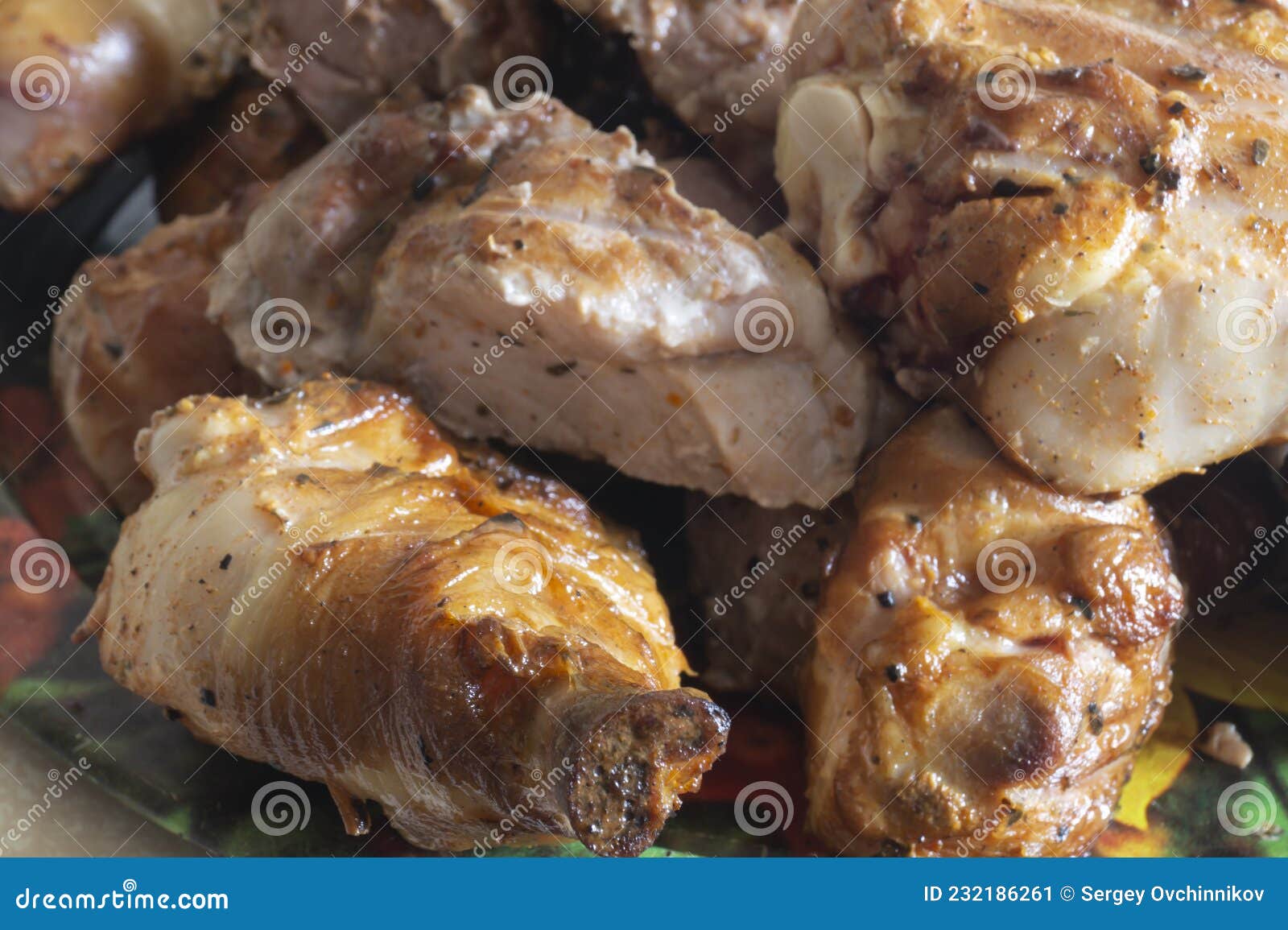 Fried Pieces of Meat in a Plate on the Table Stock Image - Image of ...