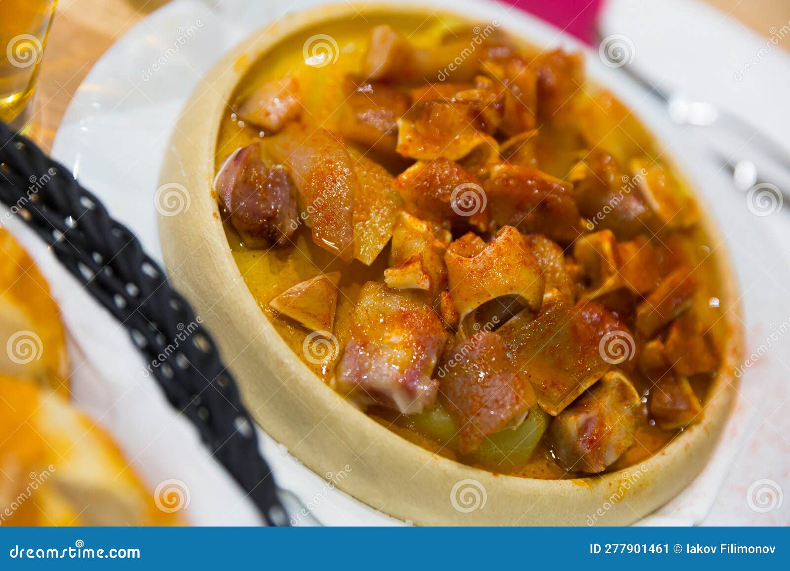 Fried Pig S Ear with Species at Plate on Table Stock Image - Image of ...