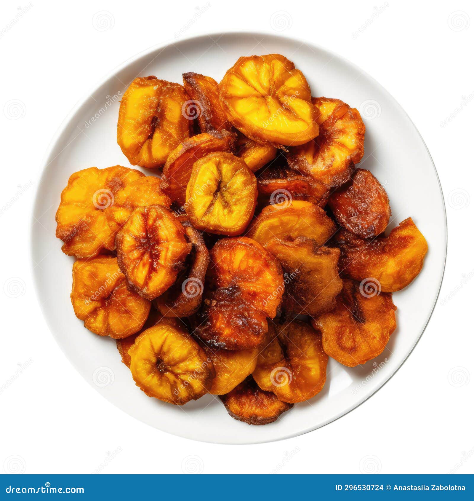 Fried Plantains Jamaican Cuisine. on a White Plate Stock Illustration ...
