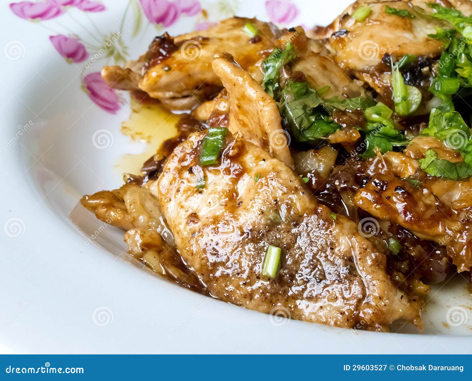 Fried pock and garlic stock image. Image of protein, vegetable - 29603527