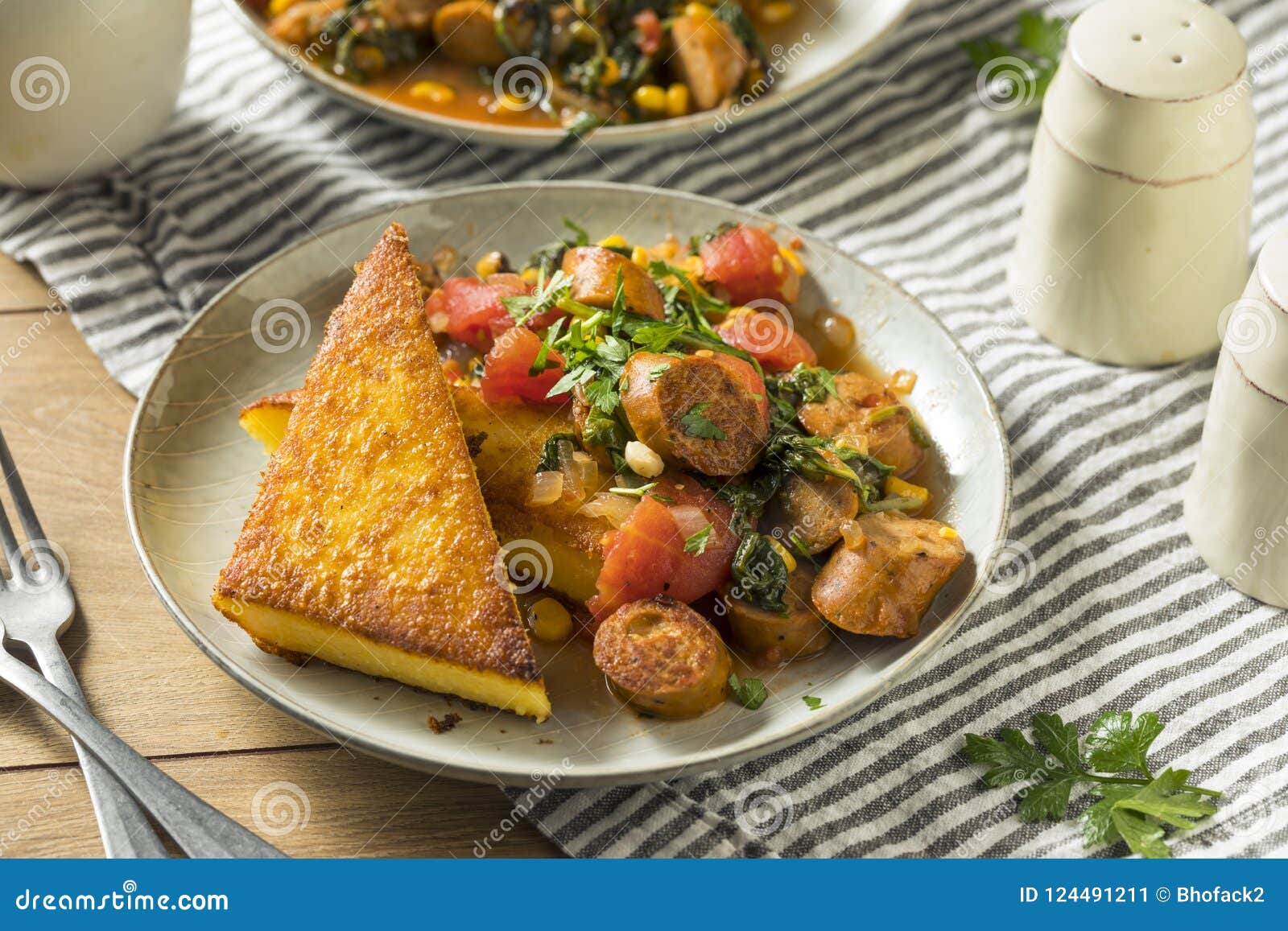 Fried Polenta with Sausage Stew Stock Image - Image of meat, italian ...