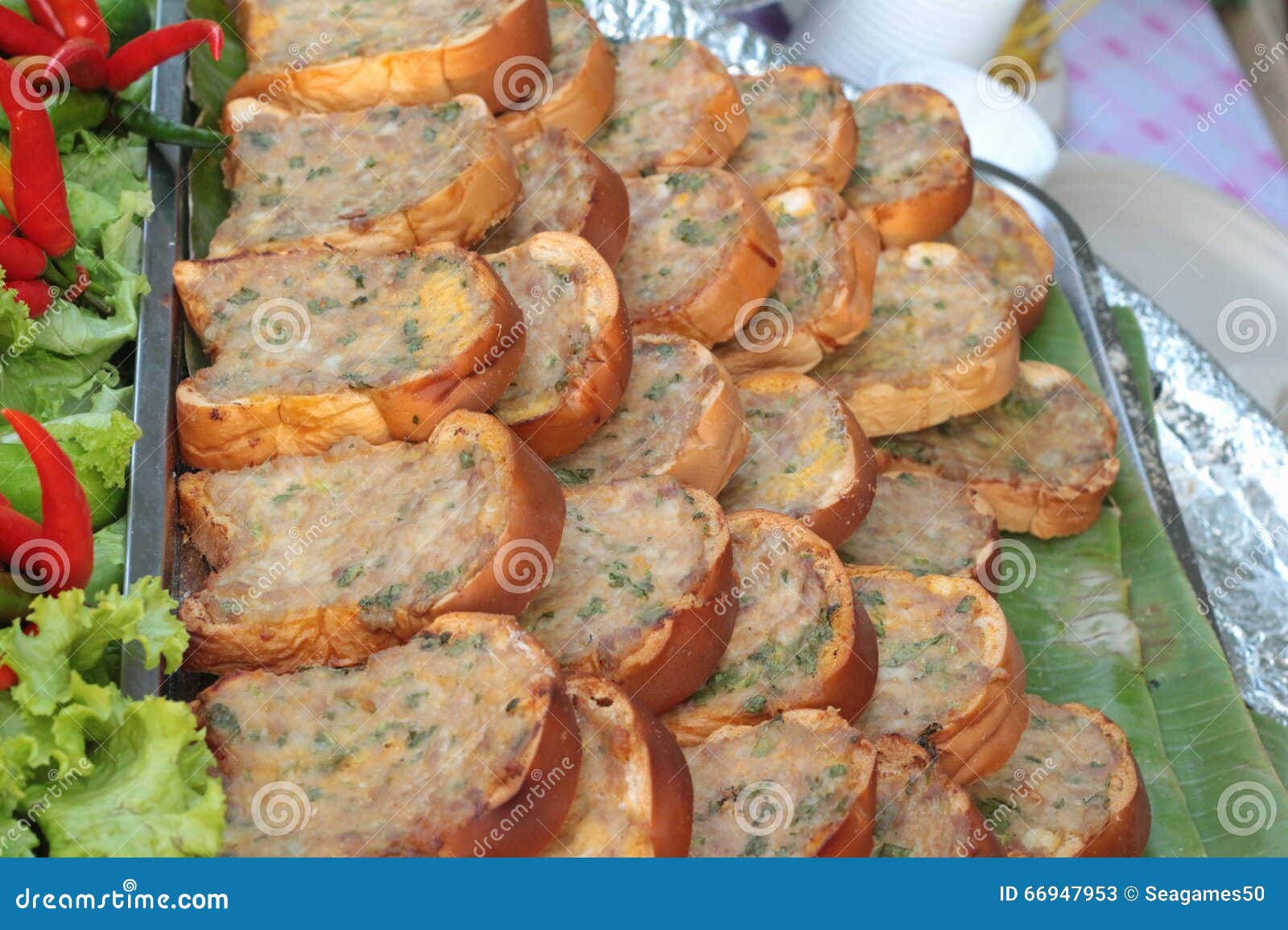 Fried Pork with Bread of Delicious. Stock Image - Image of appetizer ...