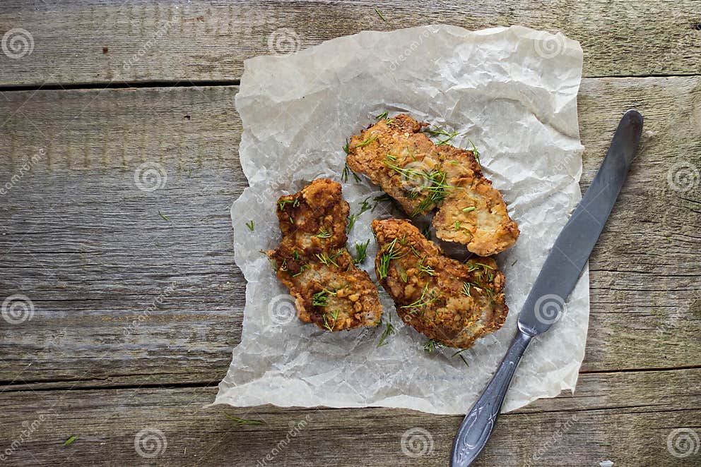 Fried pork chop stock image. Image of lunch, grill, cuisine - 85148633